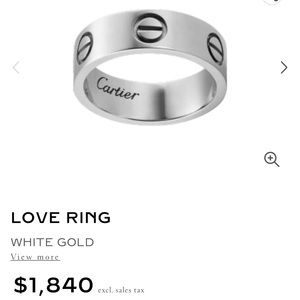Cartier | Jewelry | Cartier Love Ring White Gold Size 54 | Poshmark